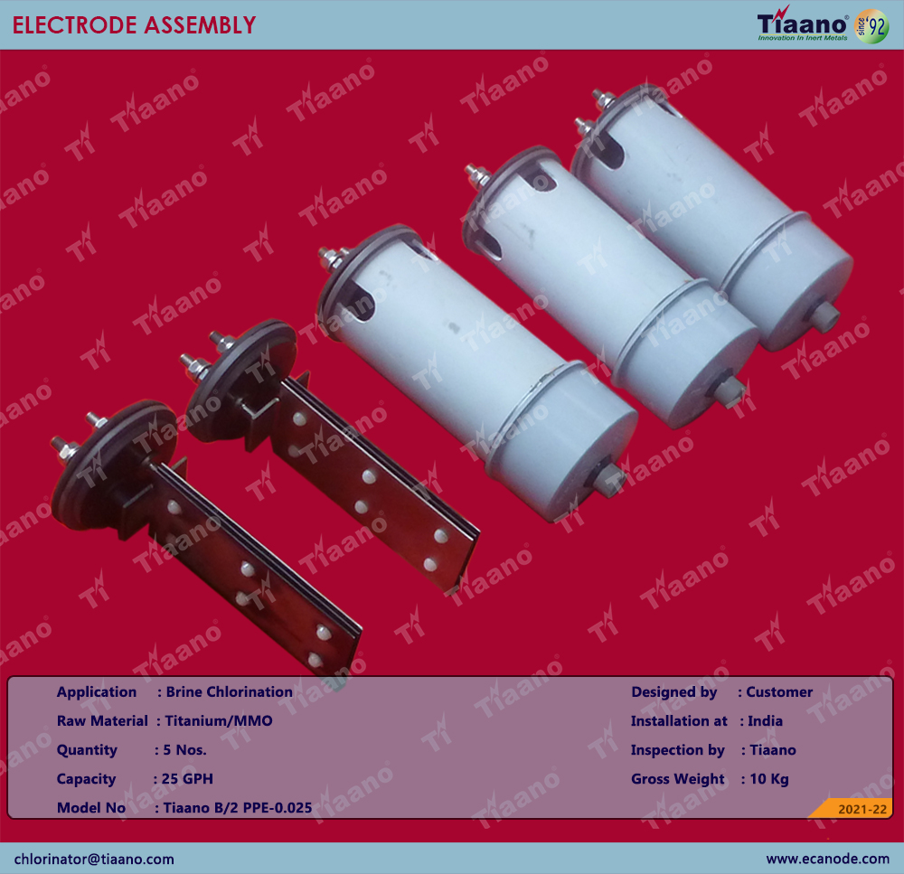 TITANIUM ELECTRODE ASSEMBLY 25 GPH FOR SALTWATER CHLORINATION